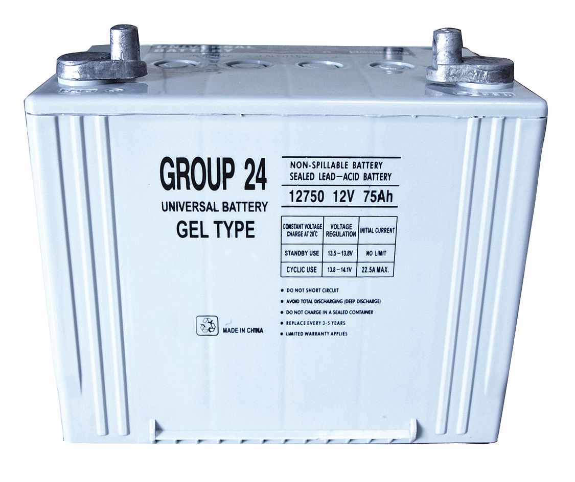 12V DC, 75 Ah Capacity, Sealed Lead Acid Battery - 54XH45|D5872 - Grainger