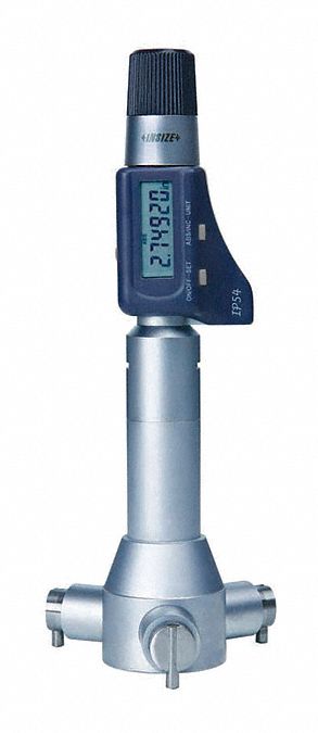 INSIZE, 4 in to 6 in /101 mm to 152 mm, IP54, Digital 3-Point Inside ...