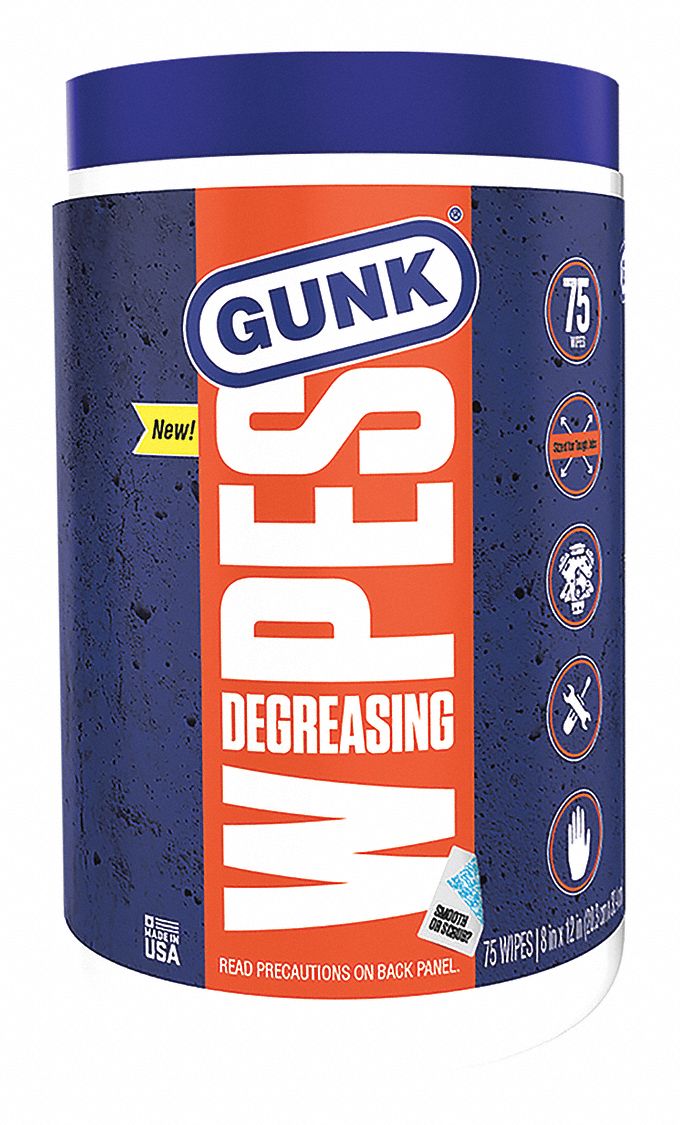 GUNK, Canister, 75 ct Container Size, Degreaser Wipes - 54XU76|EDW75 ...