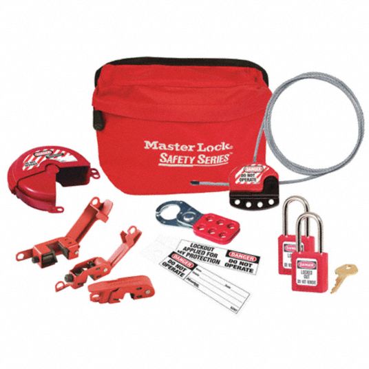 MASTER LOCK, Keyed Alike Padlocks, 6 ft Cable Lg, Portable Lockout Kit ...
