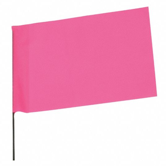 ABILITY ONE Fluorescent Pink Marking Flags, 4 in Flag Height, Solid ...
