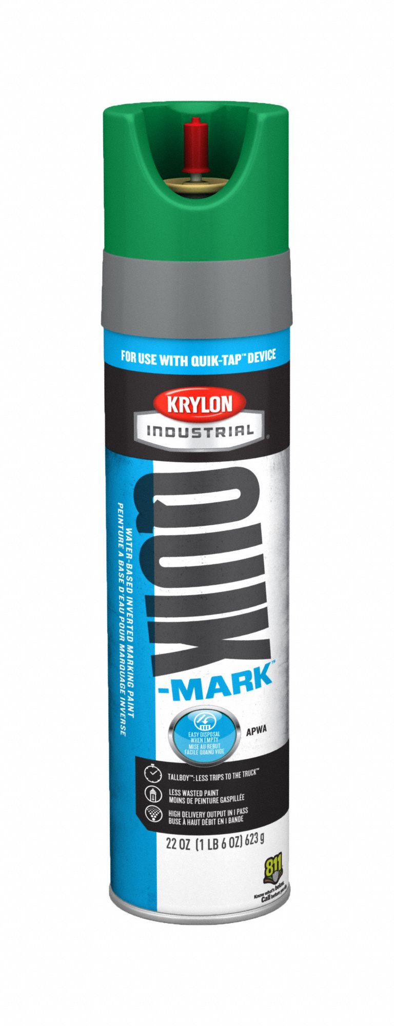 KRYLON INDUSTRIAL, Inverted Paint Dispensing, APWA Green, Marking Paint ...