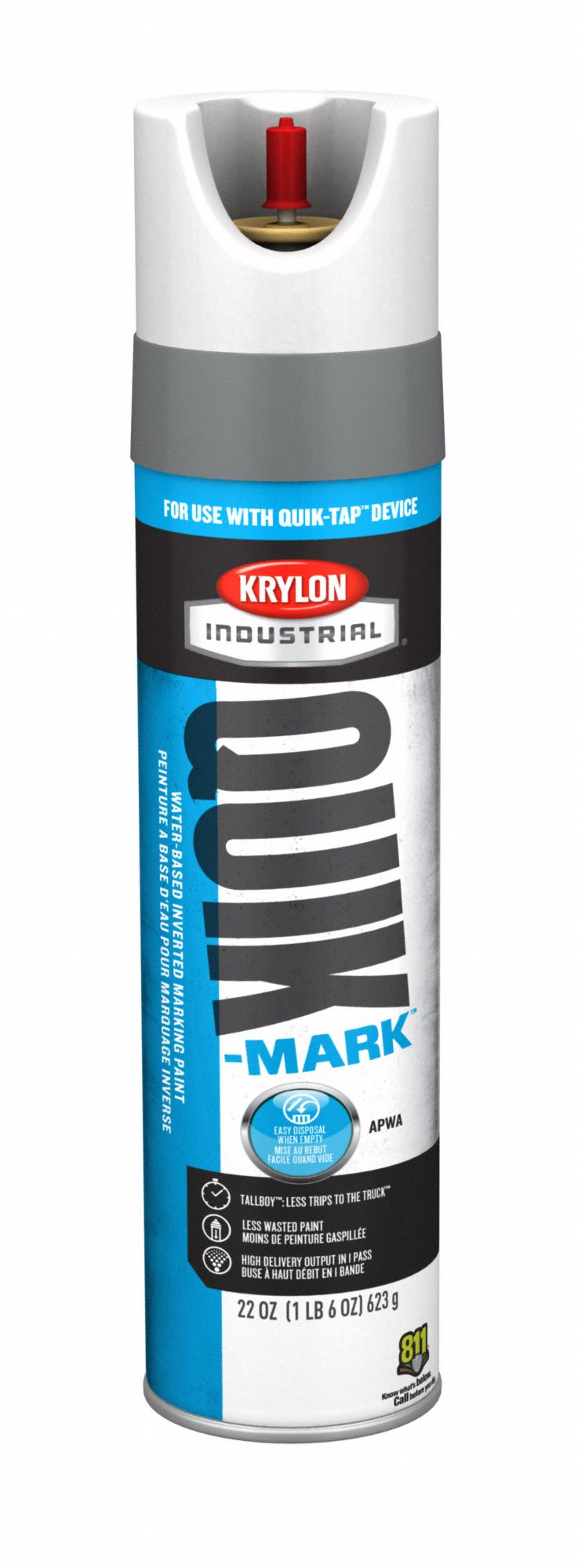 KRYLON INDUSTRIAL, Inverted Paint Dispensing, APWA White, Marking Paint ...