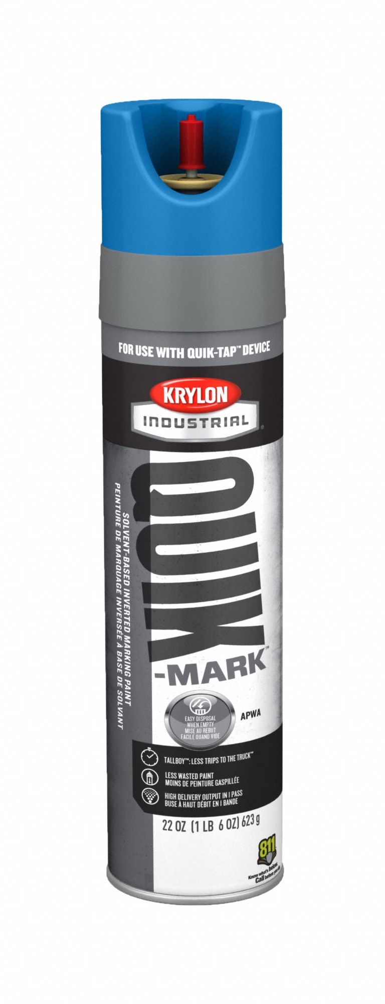 KRYLON INDUSTRIAL, Inverted Paint Dispensing, APWA Blue, Marking Paint ...