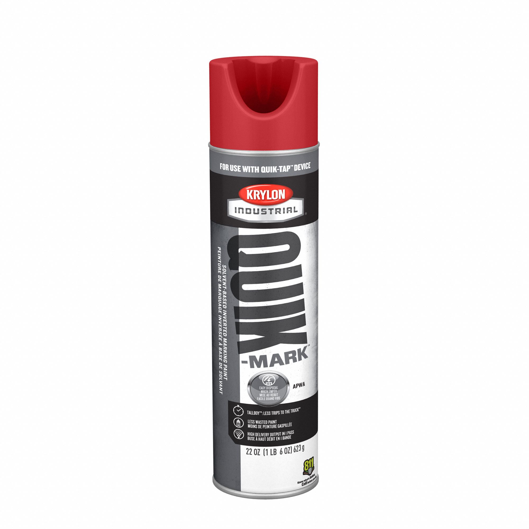 KRYLON INDUSTRIAL, Inverted Paint Dispensing, APWA Red, Marking Paint ...