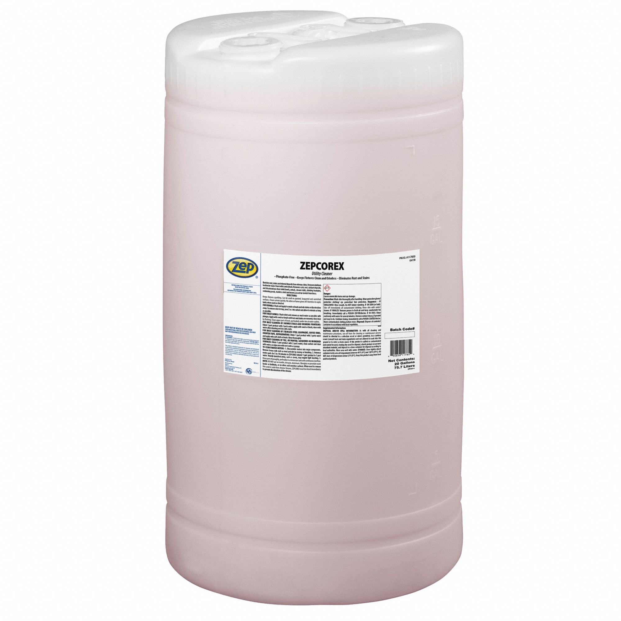 ZEP, Drum, 20 gal Container Size, Toilet and Urinal Cleaner - 54ZL68 ...