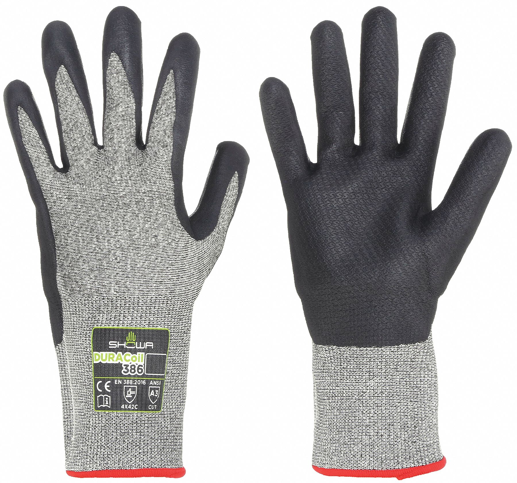 SHOWA, XL ( 9 ), ANSI Cut Level A3, Coated Gloves - 54ZU21|386XL-09 - Grainger