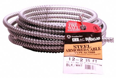 SOUTHWIRE, 12 AWG, 2 Conductors, Metal Clad Cable - 829PZ4|55274901 ...