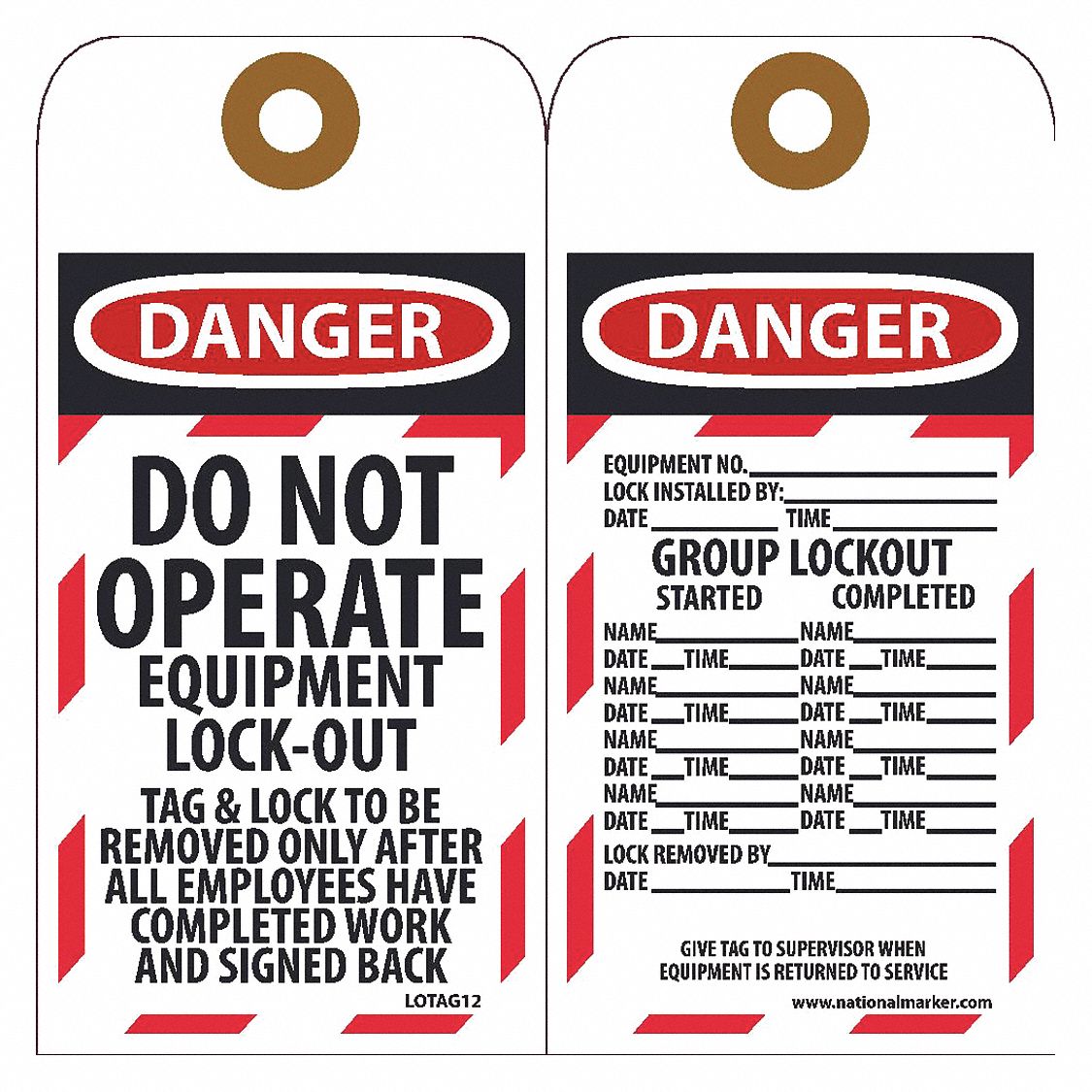 Dngr Do Not Operate Equip Lock-Out,PK10 - Grainger