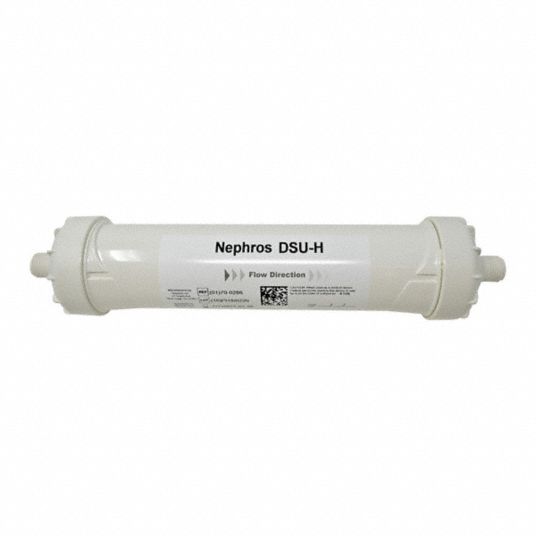 NEPHROS Inline Water Filter: 0.005 micron, 3 gpm, 13 in Overall Ht, 2 1 ...