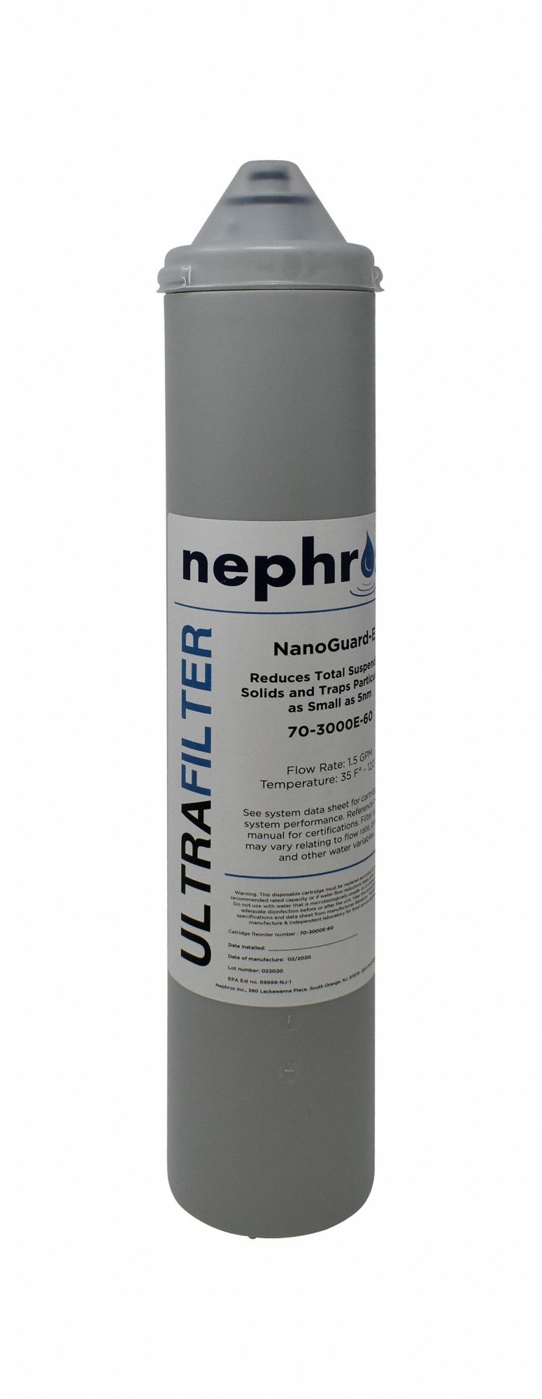 NEPHROS, 0.005 micron, 3 gpm, Quick Connect Filter - 55AV16|70-30000 ...