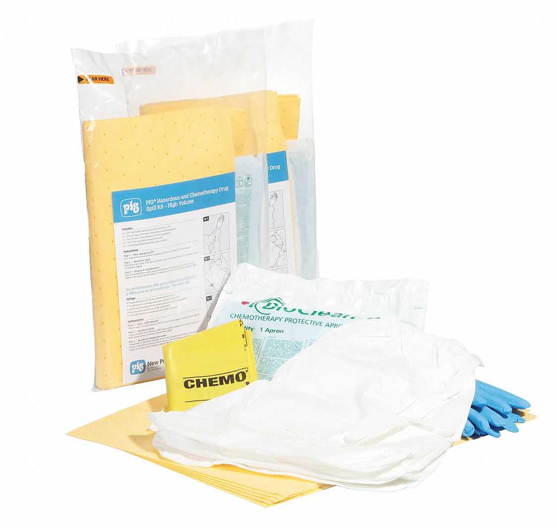 PIG, 6 L Volume Absorbed Per Kit, (5) Chemotherapy Drugs Pads (20 in L ...