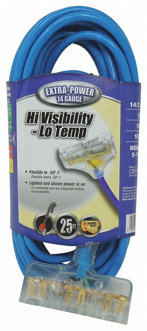 SOUTHWIRE, 25 ft Cord Lg, 14 AWG Wire Size, Extension Cord - 55CW79 ...