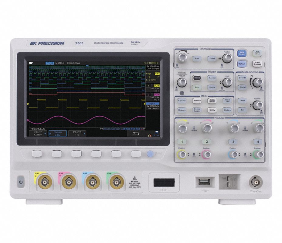 B&K PRECISION Osciloscopio,70 MHz,4 Canales - Osciloscopios Digitales ...
