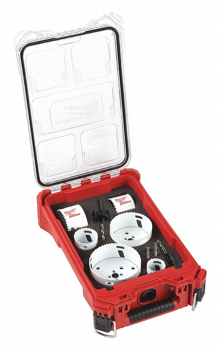 MILWAUKEE, 10 Pieces, 1 5/8 in Max. Cutting Dp, Hole Saw Kit - 55EA24|49-22-5606 - Grainger