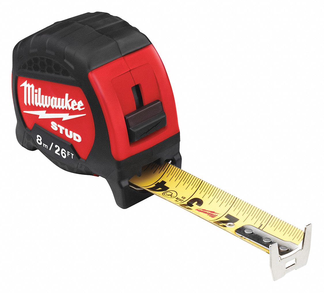 MILWAUKEE, Inch/Metric, Nonmagnetic Double Hook Tip, Tape Measure ...