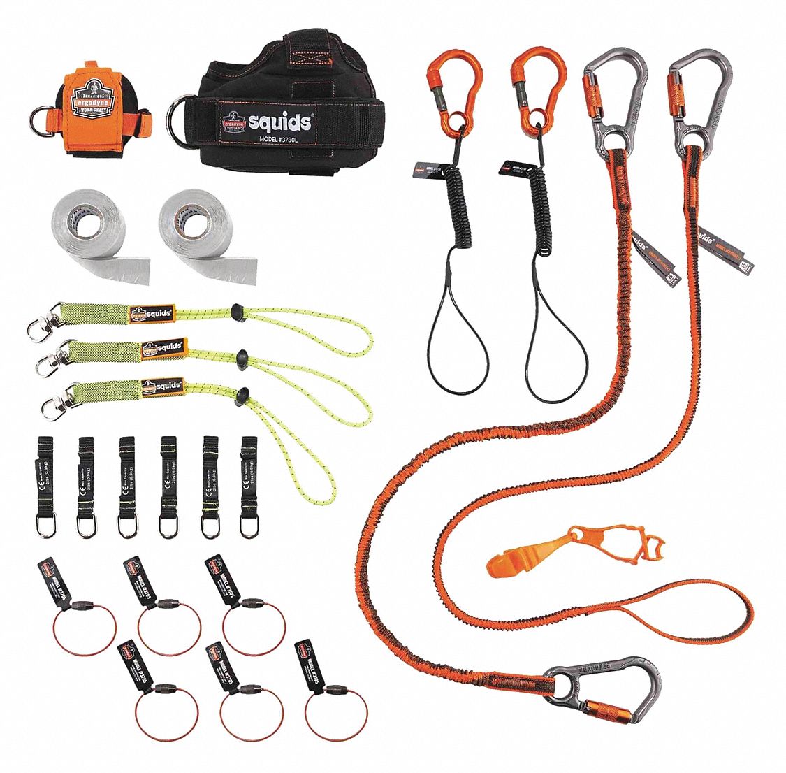 ERGODYNE, Coiled/Elastic Tether, 17 Attachment Pts, Tool Tethering Kit ...