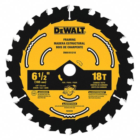DEWALT, 6 1/2 in Blade Dia., 18 Teeth, Circular Saw Blade - 55EF17 ...