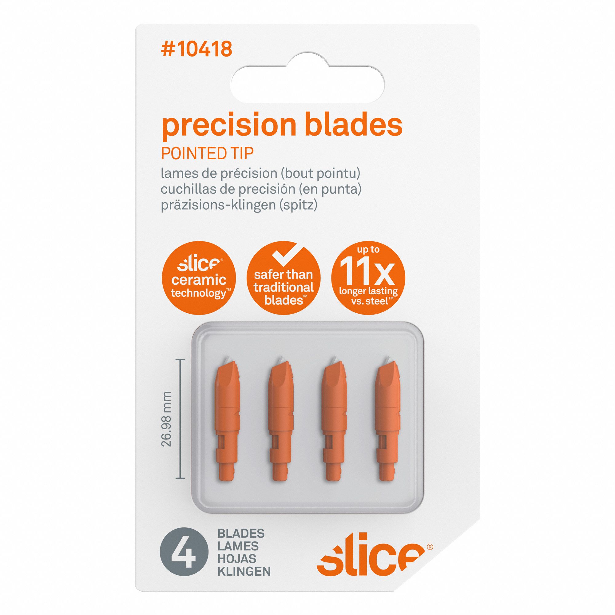 SLICE Utility Blade Cartridge: 3/4 in Blade Lg, 5.55 mm Blade Thick ...
