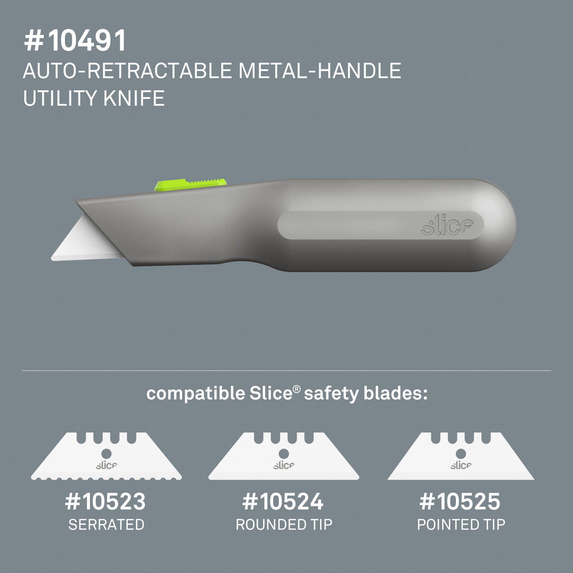 SLICE Utility Knife: 5 1/2 in Overall Lg, Rounded - 55EK44|10491 - Grainger