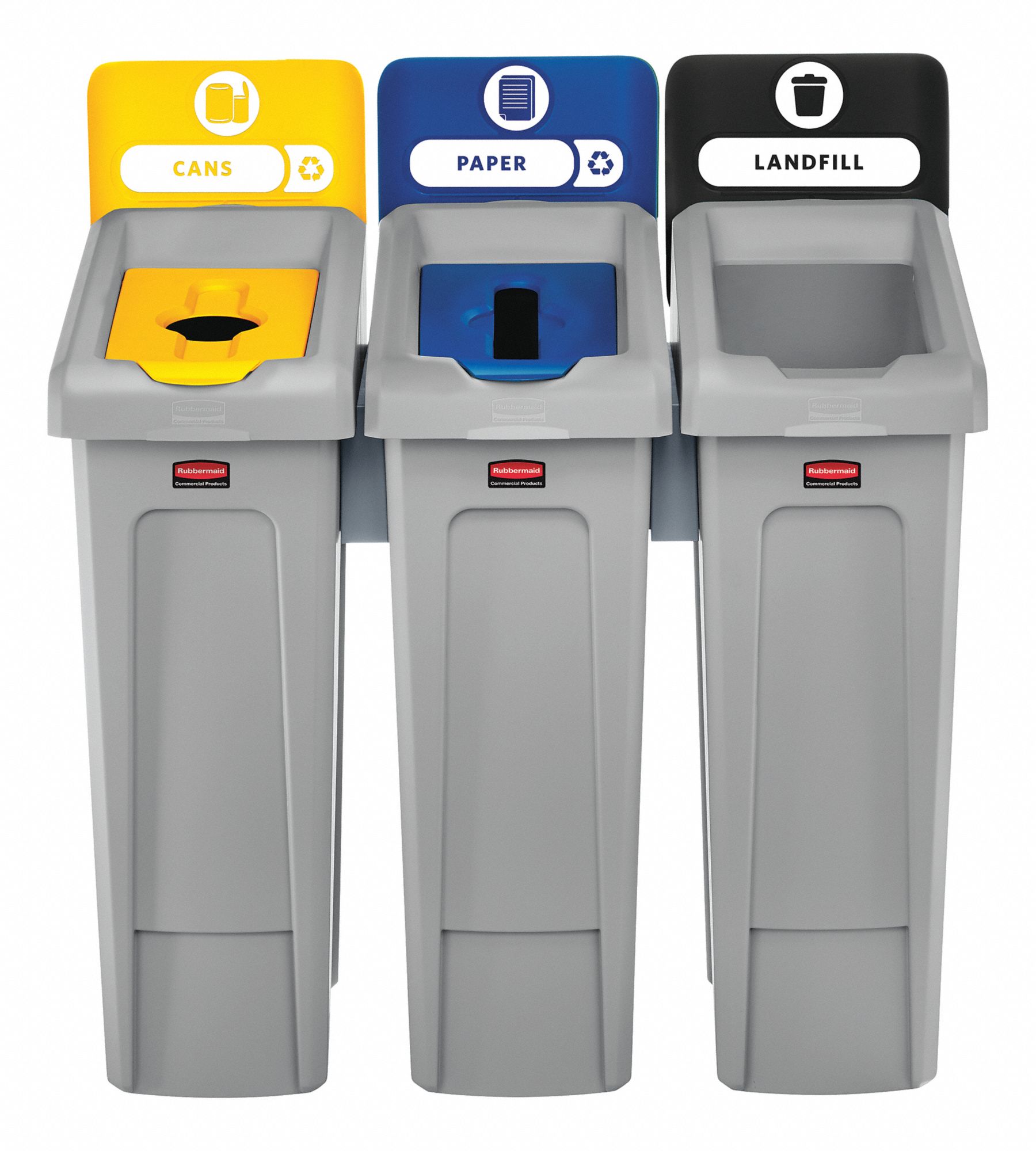 RUBBERMAID COMMERCIAL PRODUCTS, Rectangular, Gray, Recycling Station ...