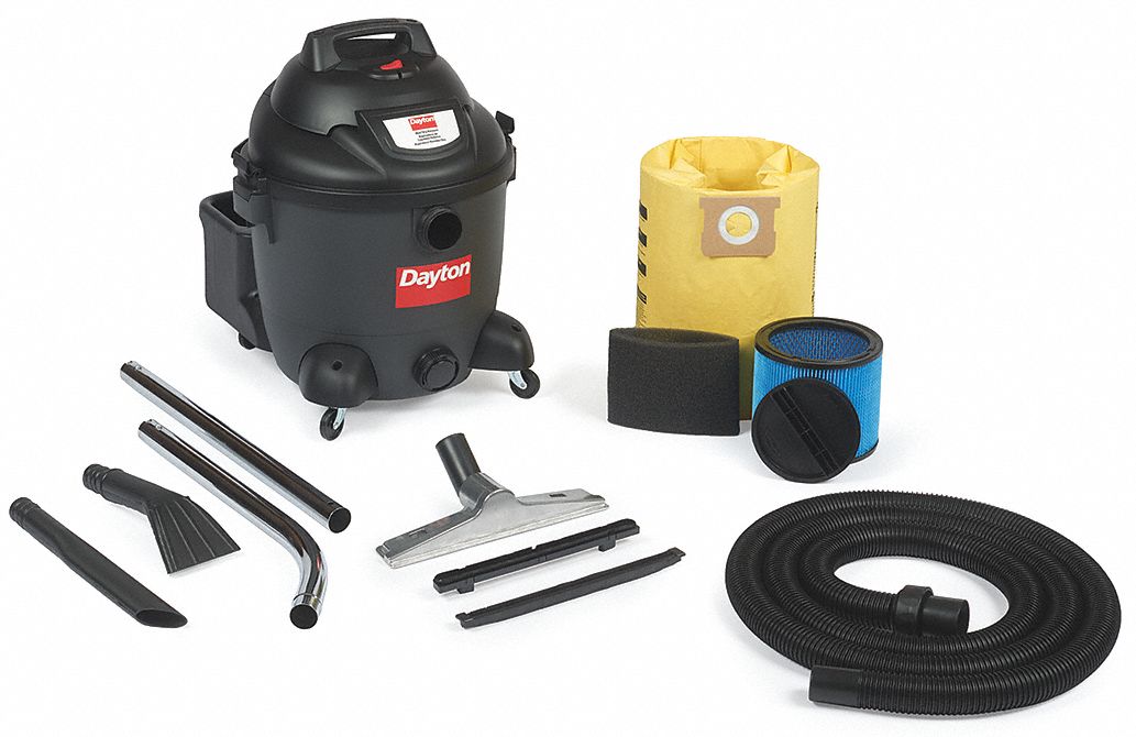Shop Vacuum, 10.00 gal Tank Size, 65 cfm, 1-1/2 in Vacuum Hose Dia ...