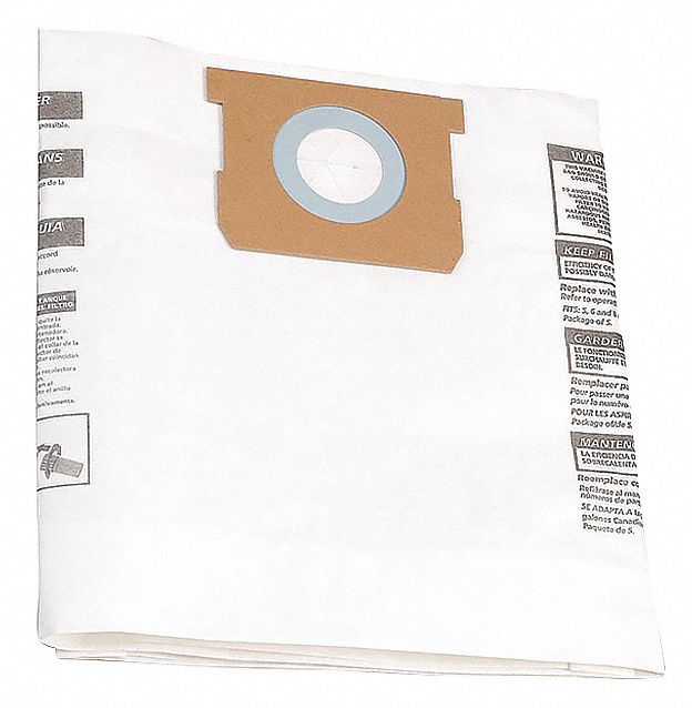 Vacuum Bag, Paper, 1-Ply, Standard Bag Filtration Type, For Vacuum Type ...
