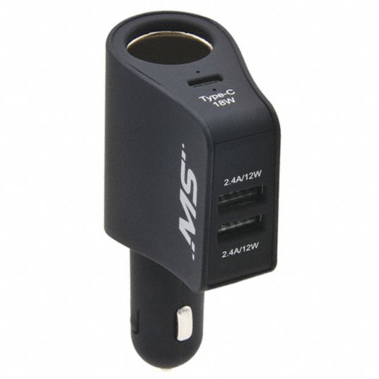 MOBILESPEC, 12V DC, 4 Output Connectors, USB Car Charger - 55FA11 ...