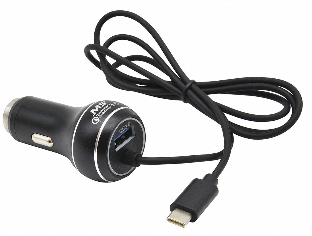 MOBILESPEC, 12V DC, 1 Output Connectors, USB Car Charger - 55FA18 ...