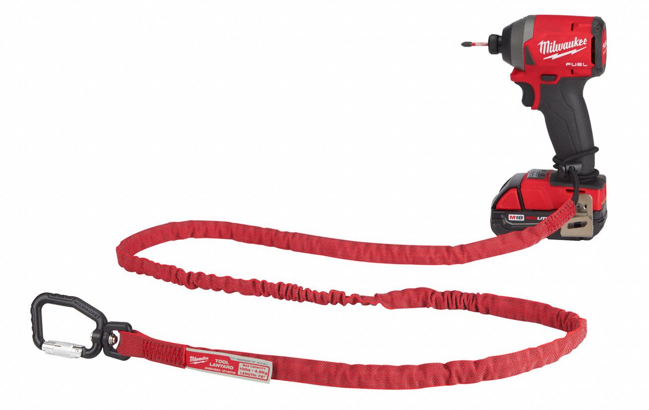 MILWAUKEE Tool Lanyard, Elastic Tether Style, 10 lb Weight Capacity ...