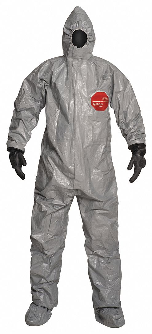 DUPONT, S, Tychem® 6000, Hooded Chemical Resistant Coveralls - 55GX49 ...