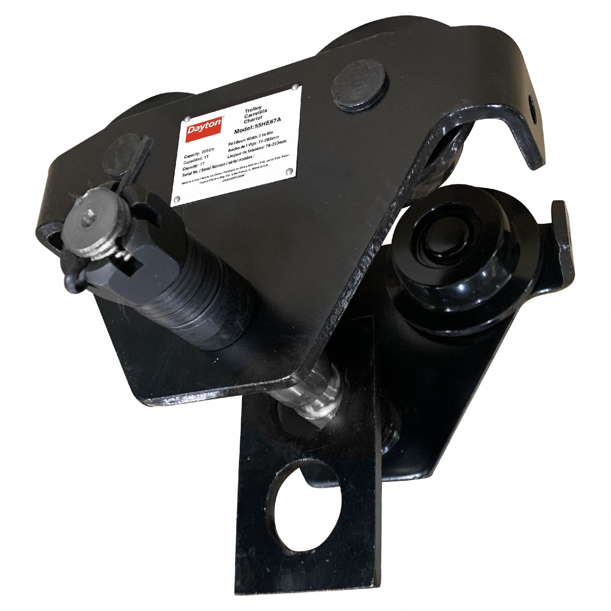 DAYTON, Push, 2,000 lb Max Hoist Load Capacity, Trolley - 55HE67|55HE67 ...