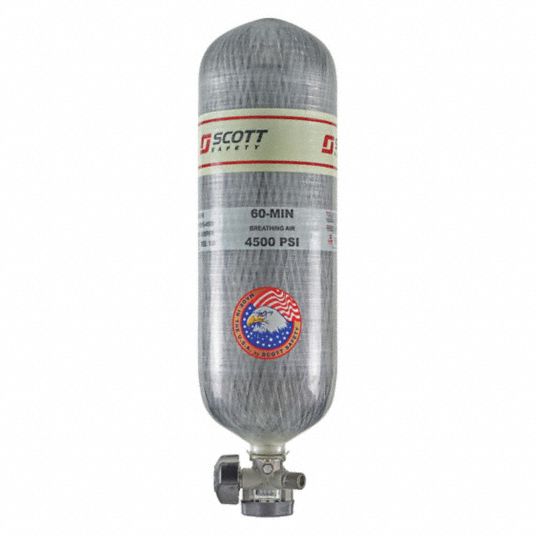 3M SCOTT SCBA Cylinder, 60 min Duration, 4,500 psi Pressure, Carbon ...