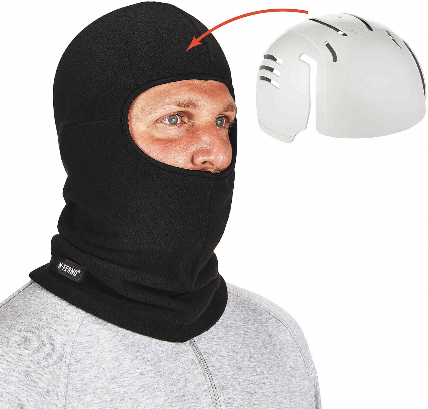 N-FERNO BY ERGODYNE, Universal, Black, Balaclava with Bump Cap - 55JF07 ...