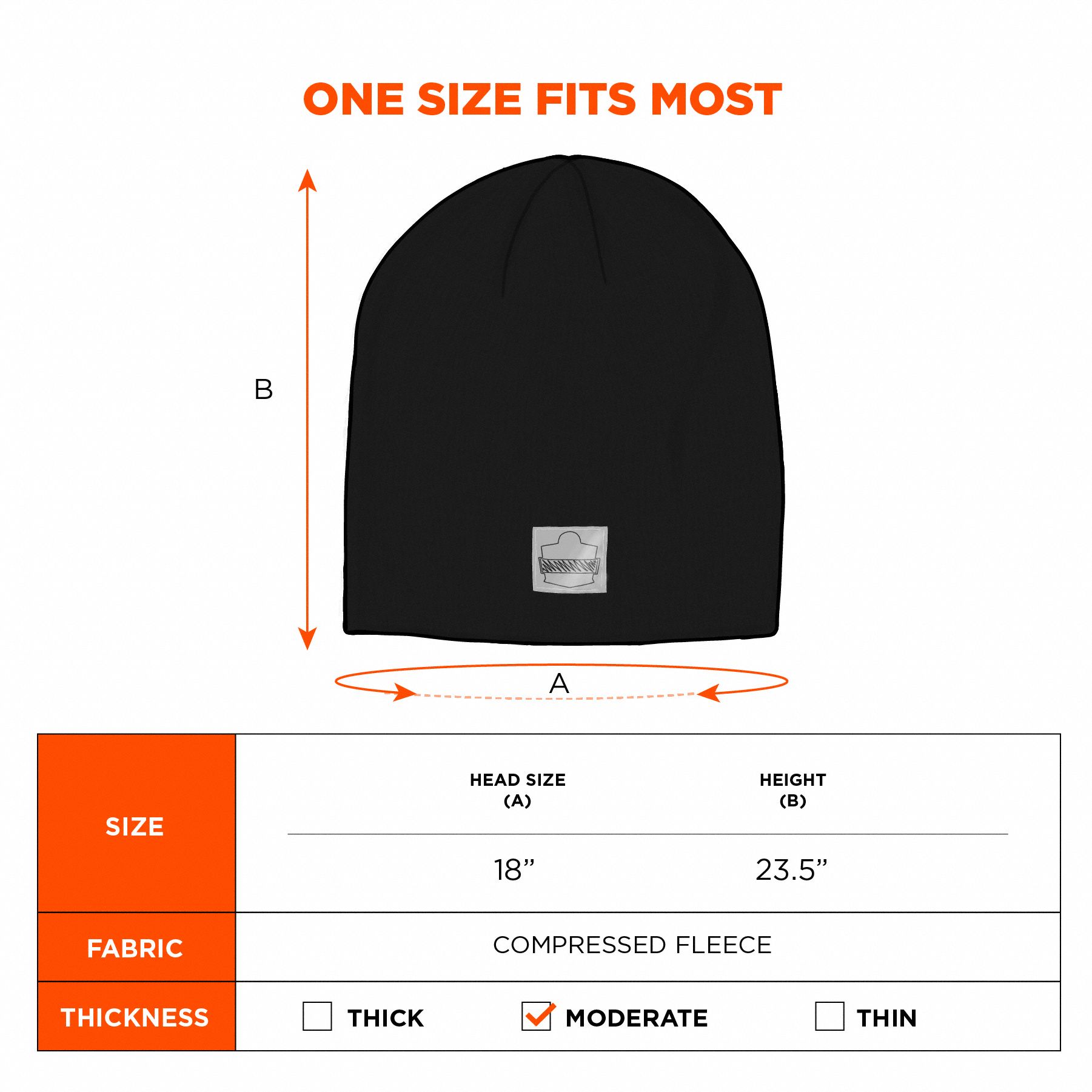 N-FERNO BY ERGODYNE Hat: Beanie Cap, Black, Universal, Hat, Acrylic ...