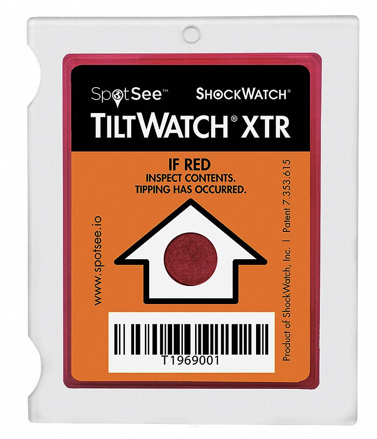 TILTWATCH, Tilt Indicator, 2 1/4 in x 1 11/16 in, Tilt Indicating Label ...