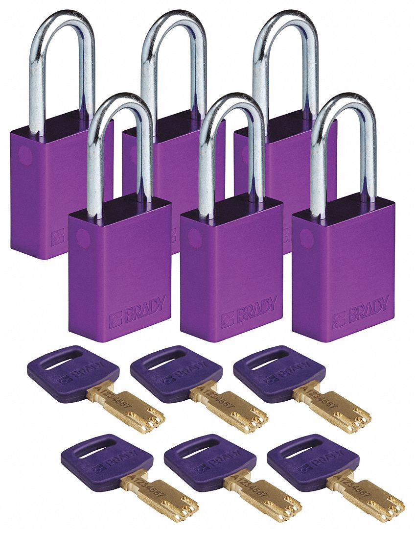 BRADY, Keyed Different, Aluminum, Lockout Padlock - 55JY47|ALU-PRP-38ST ...