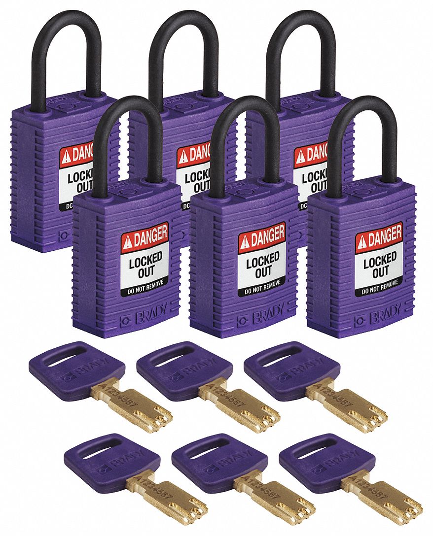 BRADY, Keyed Different, Nylon, Lockout Padlock - 55JY83|CPT-PRP-25PL ...