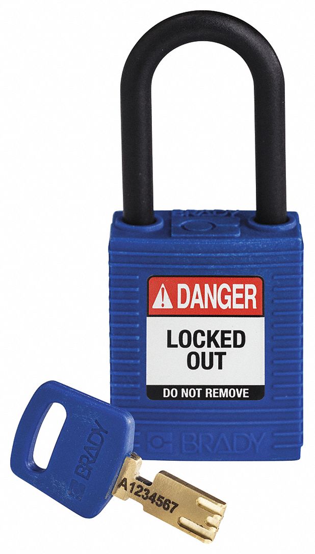 BRADY, Keyed Different, Nylon, Lockout Padlock - 55JY98|NYL-BLU-38PL-KD ...