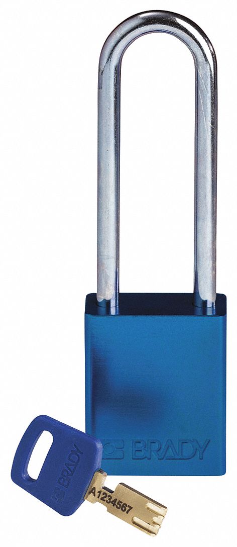 BRADY, Keyed Different, Aluminum, Lockout Padlock - 55JZ08|ALU-BLU-76ST ...