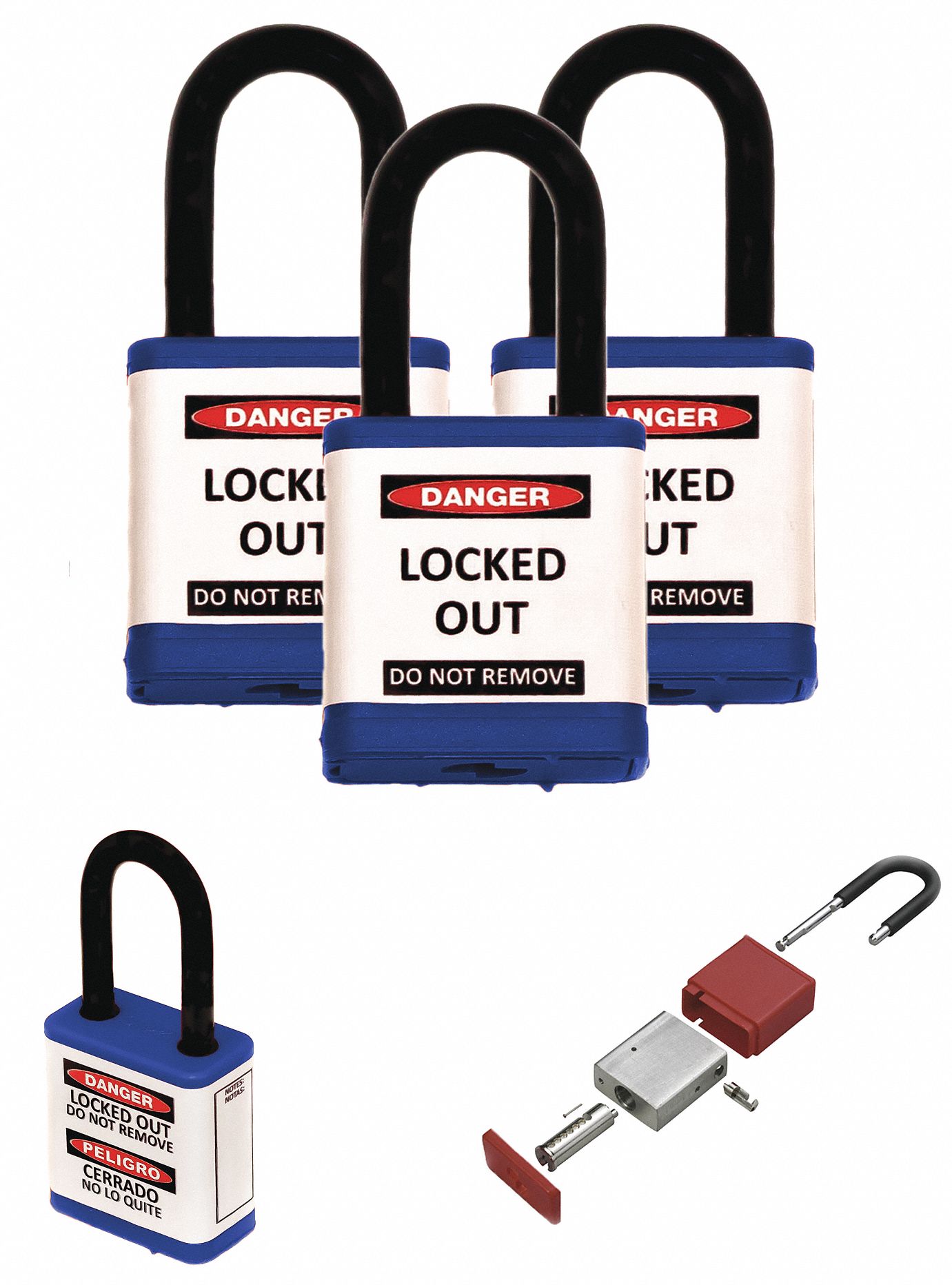 ZING, Keyed Alike, Aluminum, Lockout Padlock - 55KD23|700KA3-BLUE ...