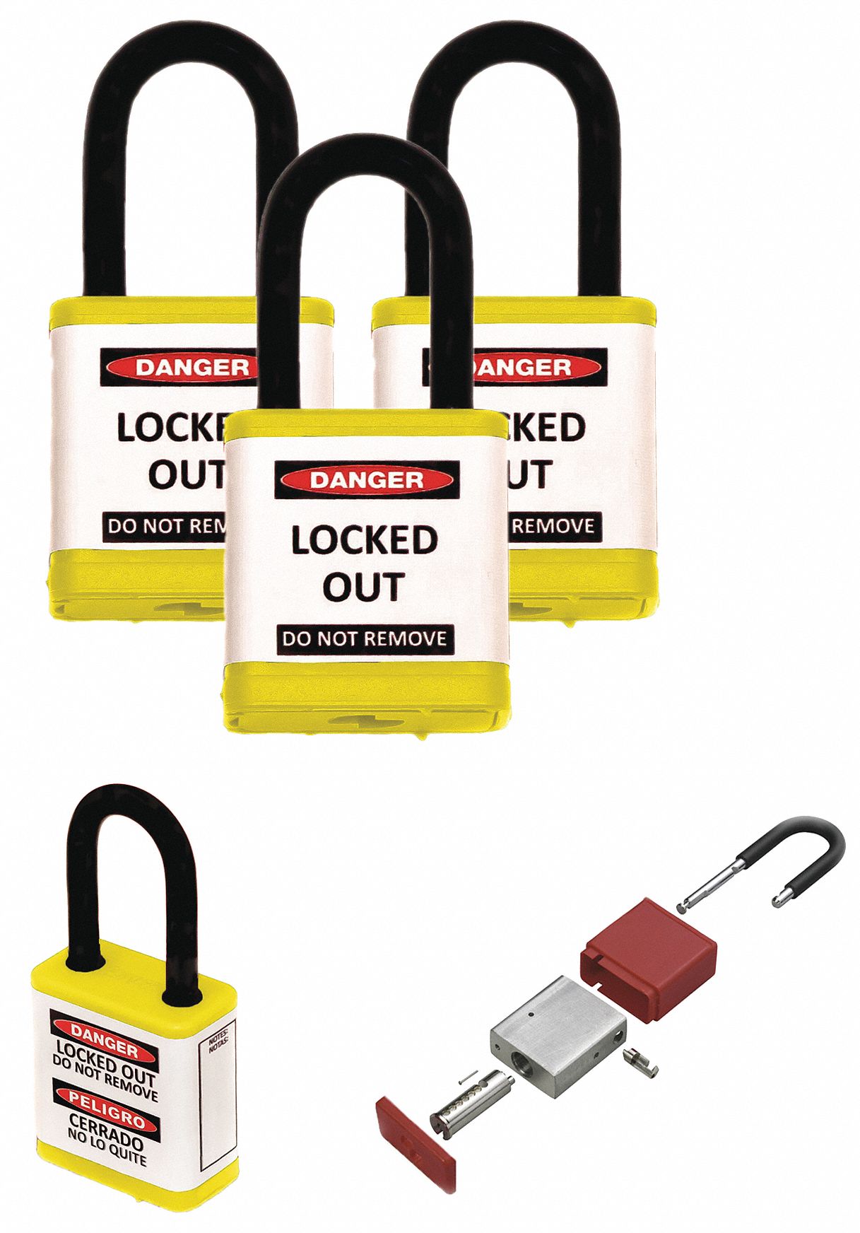 ZING, Keyed Alike, Aluminum, Lockout Padlock - 55KD27|700KA3-YELLOW ...