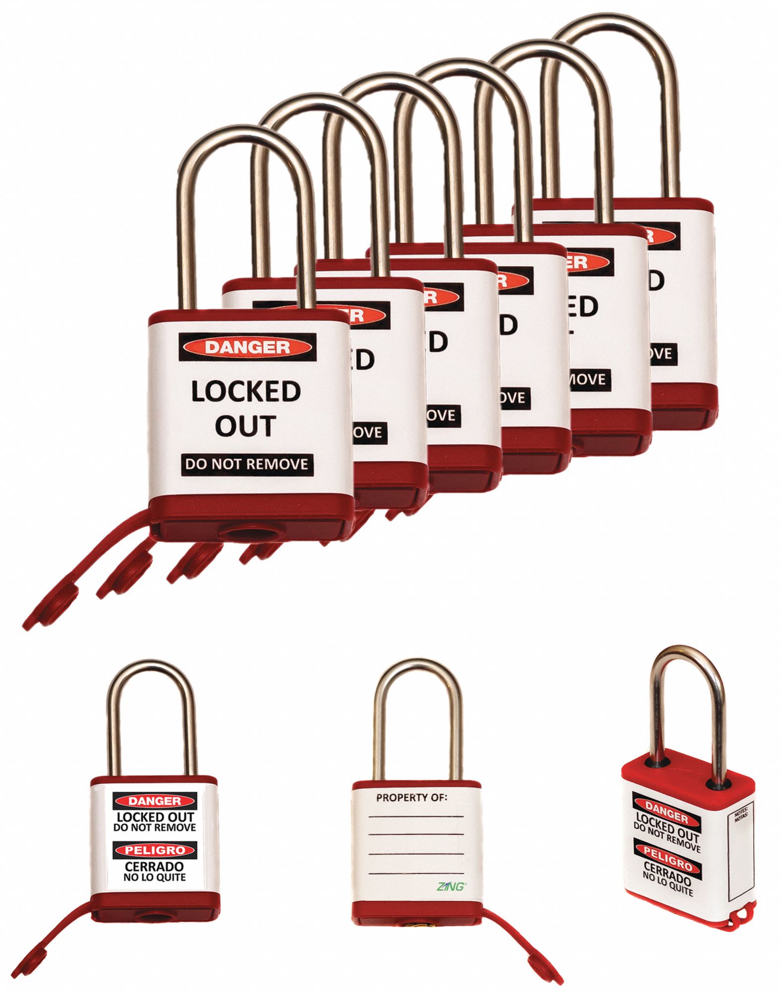 ZING, Keyed Alike, Aluminum, Lockout Padlock - 55KD34|800KA6-RED - Grainger