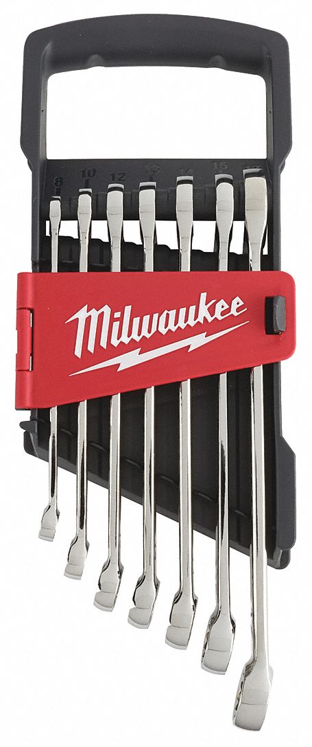 MILWAUKEE, Alloy Steel, Chrome, Combination Wrench Set - 55MN26|48-22 ...