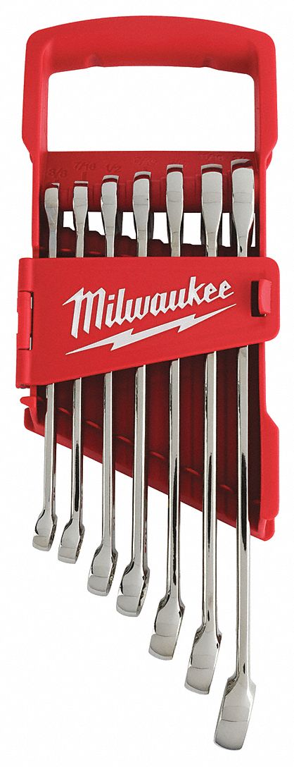 MILWAUKEE, Alloy Steel, Chrome, Combination Wrench Set - 55MN27|48-22 ...