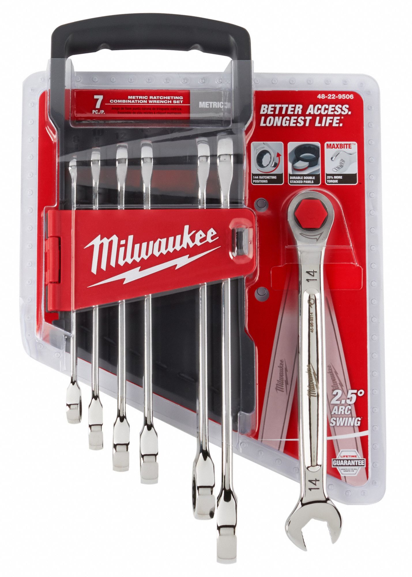 MILWAUKEE Combination Wrench Set: Alloy Steel, Chrome, 7 Tools, 8 mm to ...