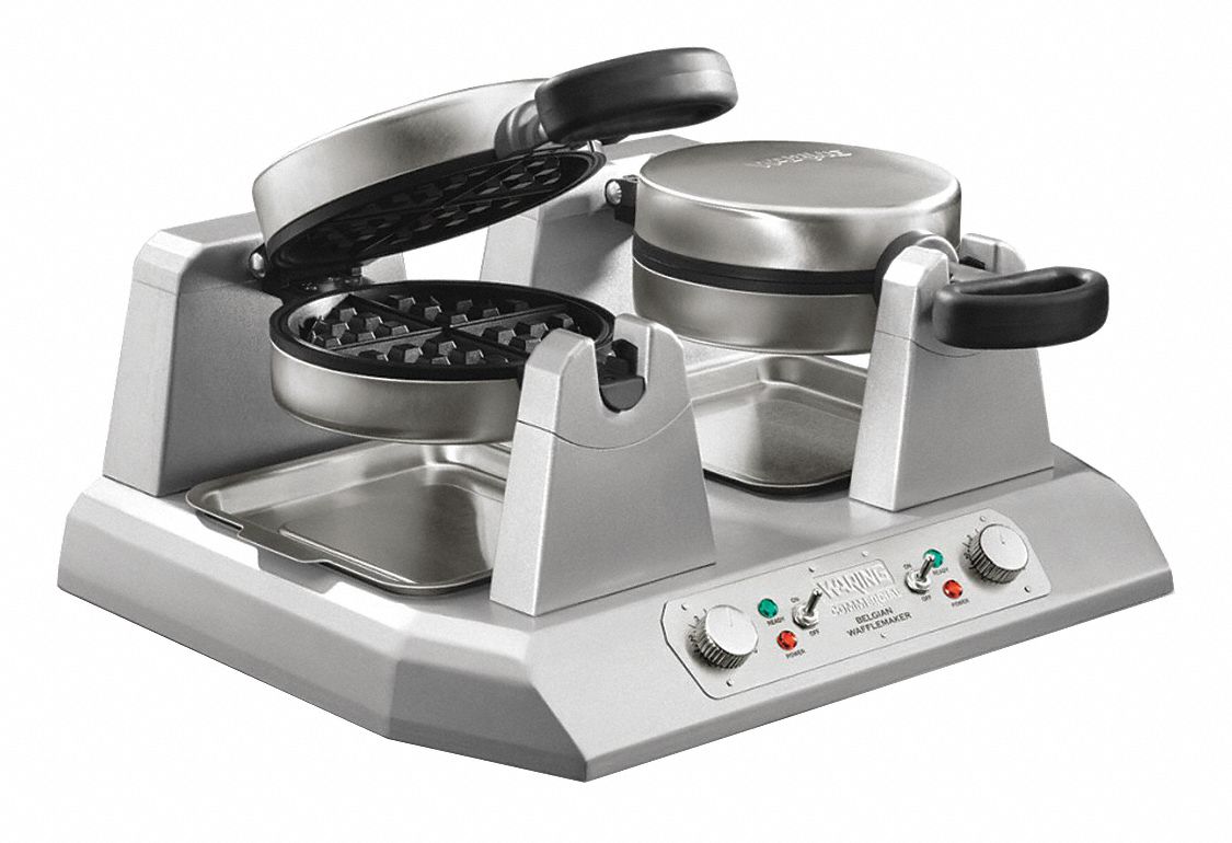 10 in Cooking Surface Wd, 18 in Cooking Surface Dp, Double Waffle Maker ...
