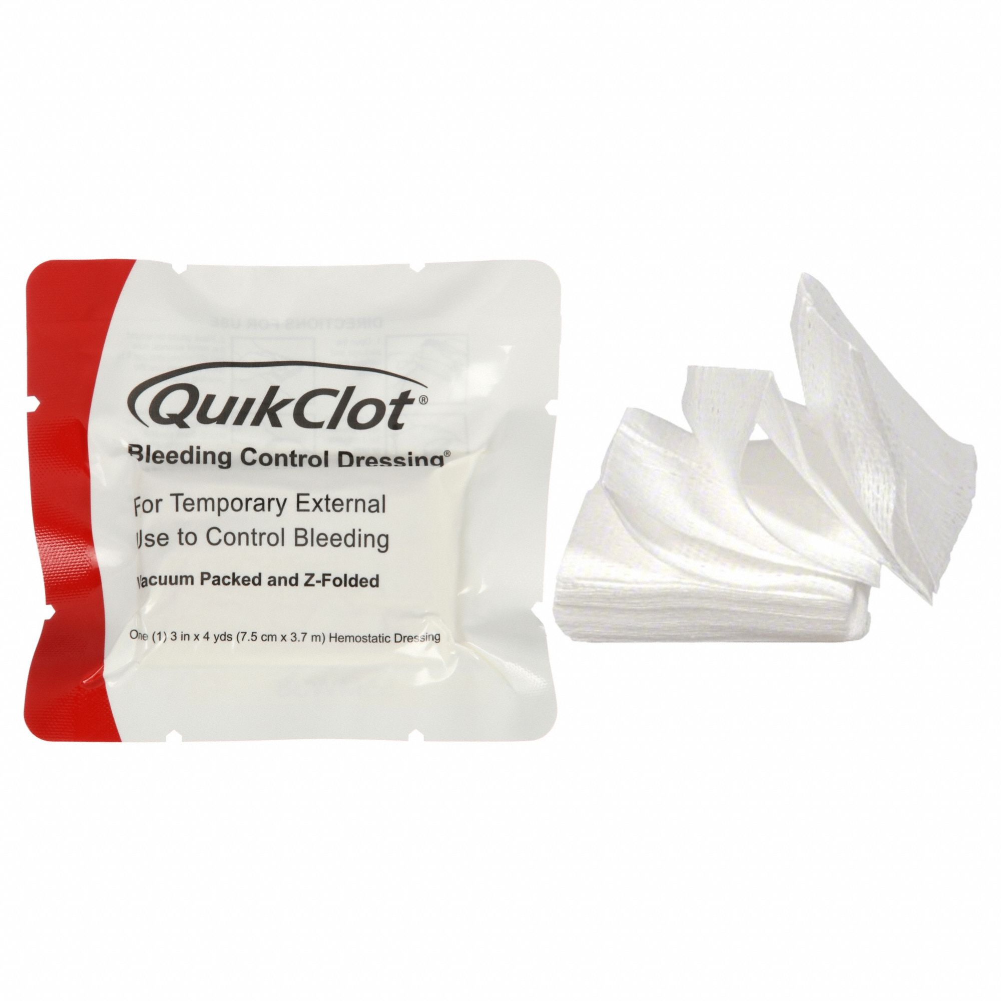QUIKCLOT, 4 yd Dressing Lg, 3 in Dressing Wd, Bleeding Control Dressing ...