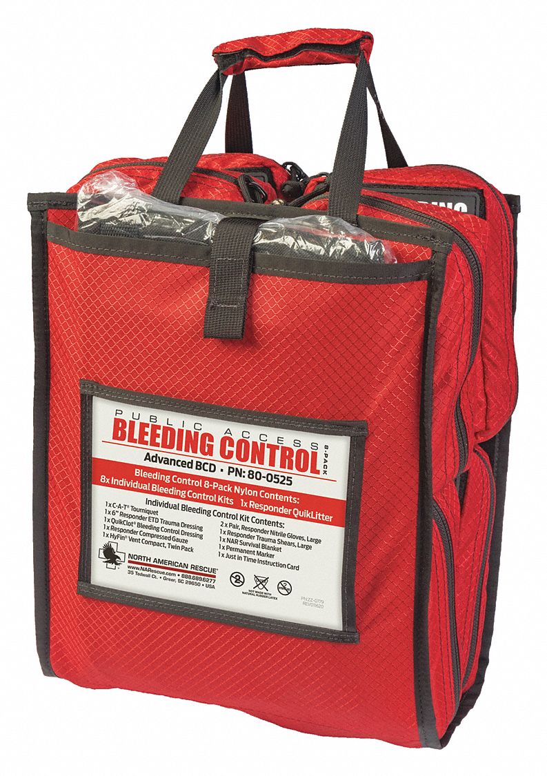 NORTH AMERICAN RESCUE Bleeding Control Kit, Number of Components 90 ...
