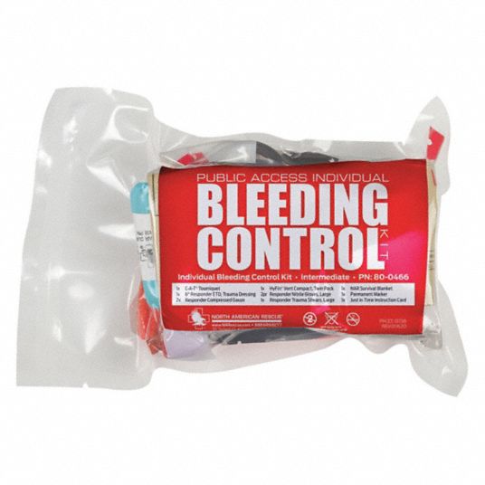 NORTH AMERICAN RESCUE, Plastic Bag, 1 People Served, Bleeding Control Kit - 55MW77|80-0466 ...